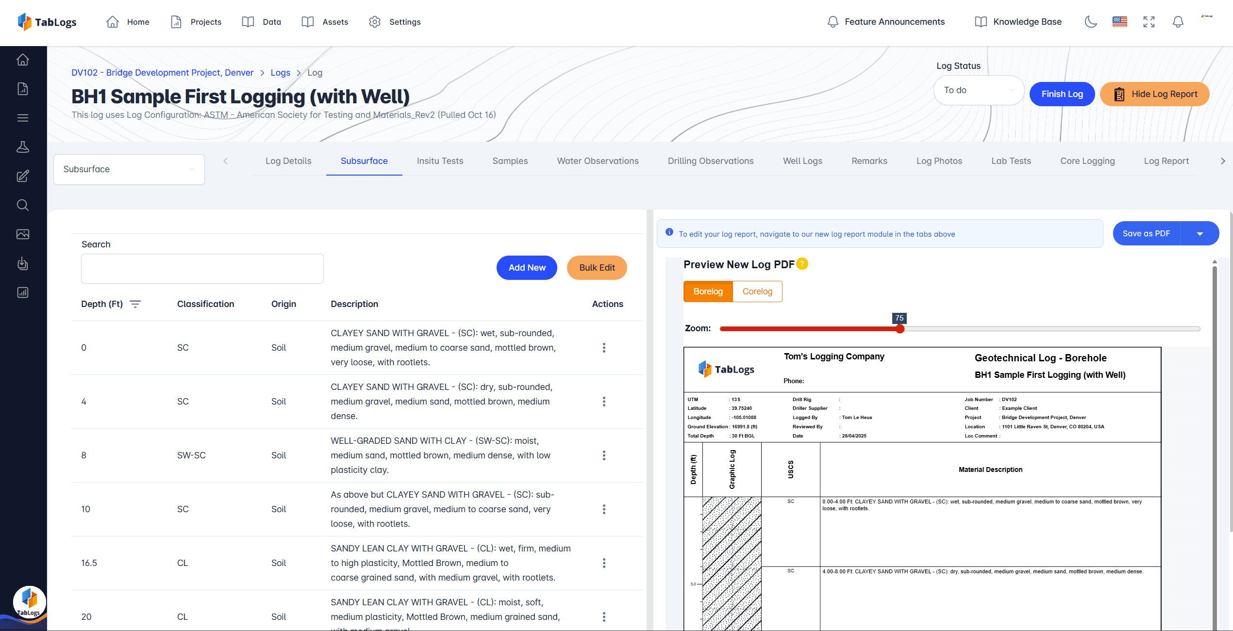 Boring Log Software for Geotechnical Engineers | TabLogs